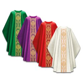 Chasuble #5378 in Duomo Damask with Woven Bands