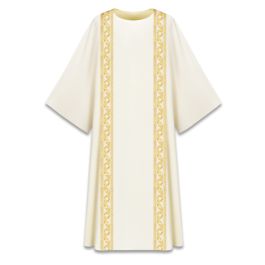 Dalmatic #7-5185, Ecru Pius with Woven Gold Bands